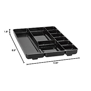 Rubbermaid Regeneration 9-Section Drawer Organizer, Plastic, 14 x 9.125 x 1.125 Inches, Black (45706)