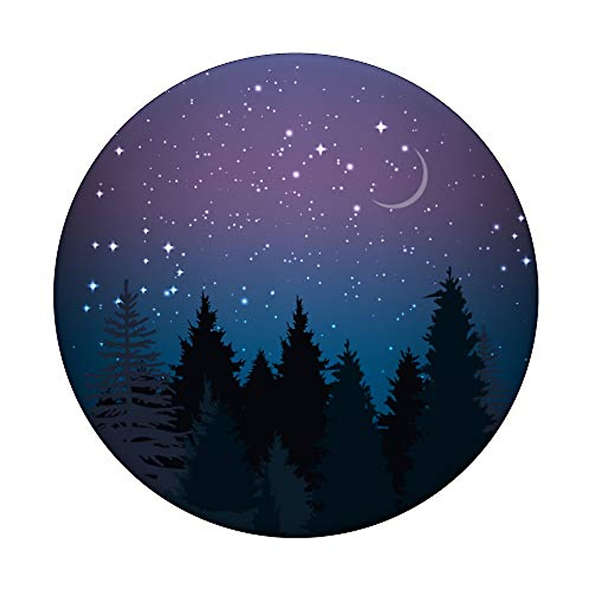 Blue Purple Galaxy moon and Stars forest for Girl Boys Black PopSockets Swappable PopGrip