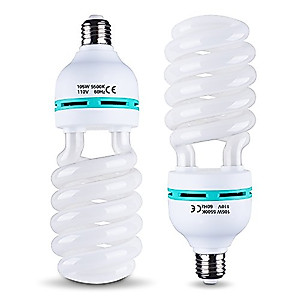 EMART Full Spectrum Light Bulb, 2 x 105W 5500K CFL Daylight for Photography Photo Video Studio Lighting