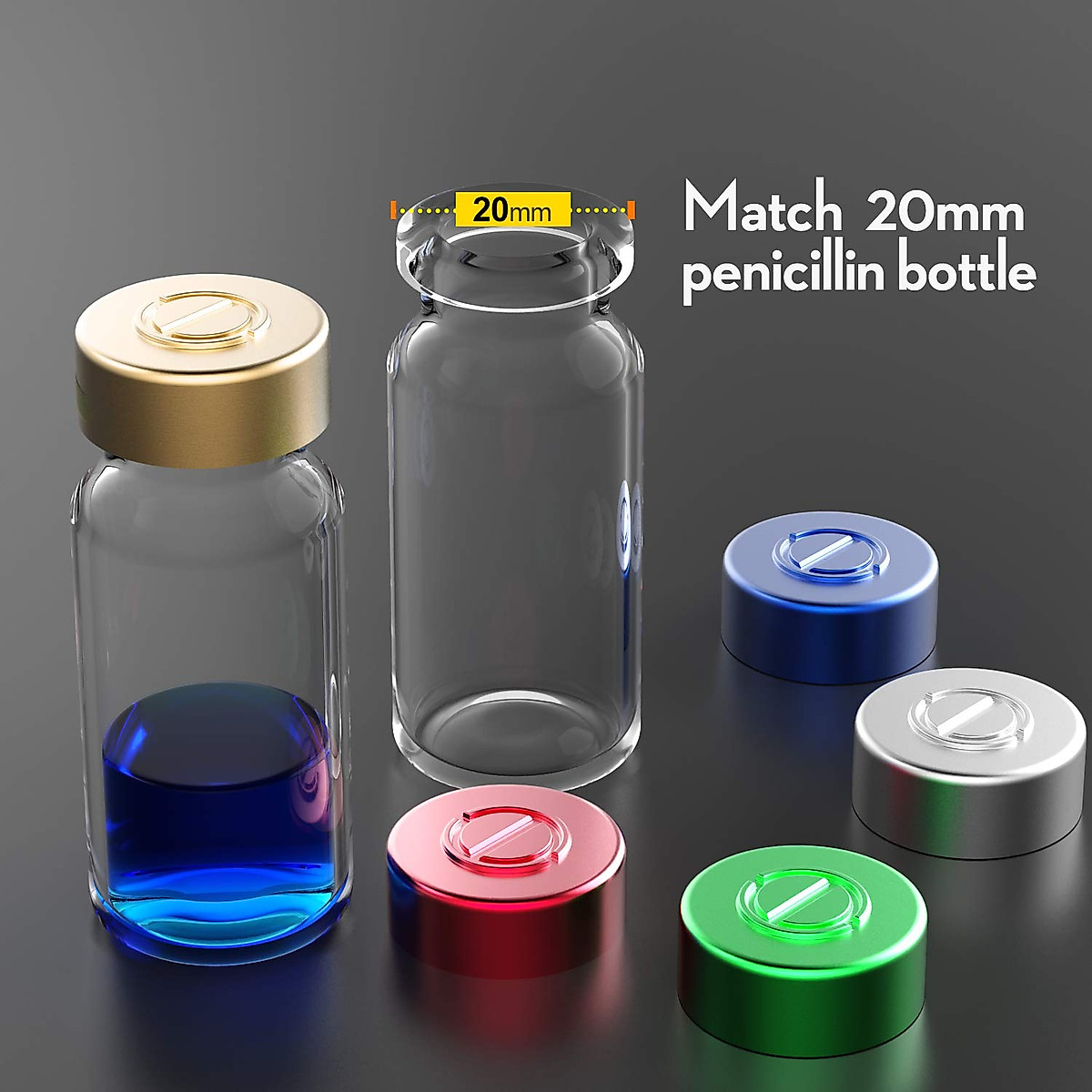 Ks-Tek 20mm Aluminium Cap for Crimp Glass Vial Aluminium Sealing Top (Red) 100pk