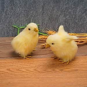 4 Pcs Realistic Plush Little Chick Figurine Lifelike Furry Animal Toy Simulated Chicken Sound Photography Props Easter Chicks Decor 4 Poses