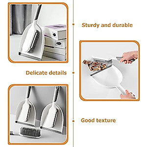 Cabilock 2sets Portable Floor Grey Brush Daily Table Desktop Tabletop Desk Necessity and Mini: Use Handle Countertop Pet Dustpan Sweeper Whisk Hand Kit Car Keyboard Nest Sofa