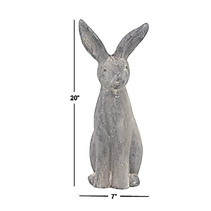 Deco 79 Polystone Rabbit Decorative Garden Sculpture Indoor Outdoor Garden Statue, Outdoor Sculpture 7" x 8" x 20", Gray