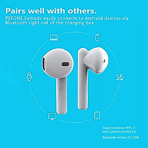 PEFONE Wireless Earbuds, in-Ear Bluetooth 5.3 Headphones ENC Noise Cancelling Earphones, Built-in Mic, Touch Control, USB Charging Case