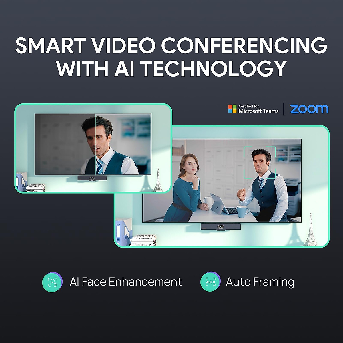 Yealink 4K USB Video Conference Camera - 120° Wide Angle, Microphone, Speaker, Auto Framing, For PC Meetings, Microsoft Teams & Zoom