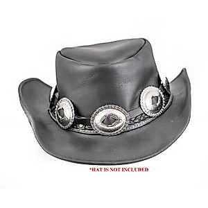 Funk Plus Hat Band Oval Concho Genuine Leather USA Made For Tophat Slash Hat Cowboy Steampunk Cosplay