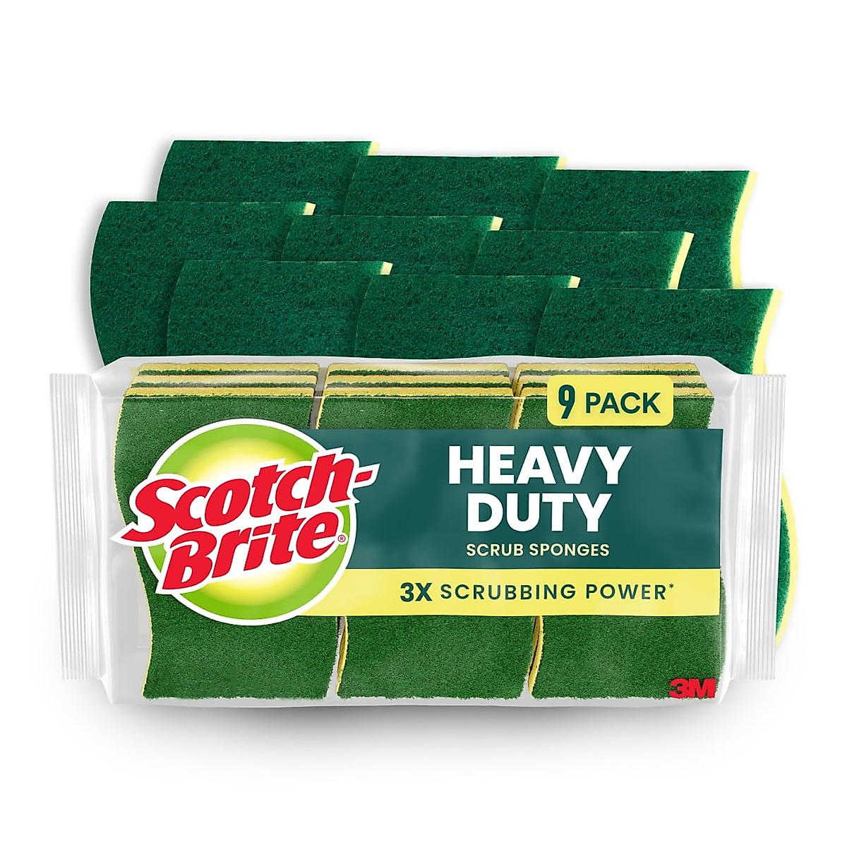 Scotch-Brite Heavy Duty Scrub Sponges, For Washing Dishes and Cleaning Kitchen, 9 Scrub Sponges