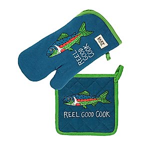 LazyOne Funny Oven Mitt and Pot Holder Set, Cute Kitchen Accessories for Home, Set of 1 Matching Hot Pad and 1 Oven Glove