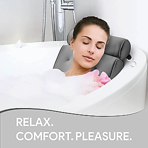 PEULEX Comfort Bath Pillow for Tub, Bath Pillow for Neck Back Support with Strong Suction Cups & Hook, Soft Bath Pillow for Luxury Bath, Hot Tub Bathtub Pillow Made with Soft Mesh, Great Gift for Wife
