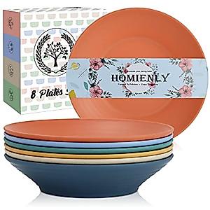 Homienly Wheat Straw Pasta Bowls 36oz, Large Salad Serving Bowls Set of 6, Unbreakable Soup Bowls, Plastic Pasta Bowls Set for Kitchen, Microwave Dishwasher Safe
