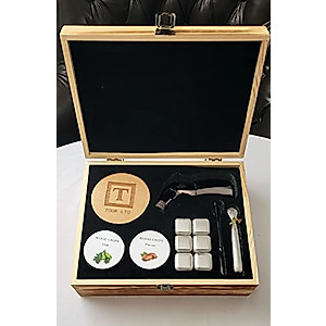 Cocktail Smoker Kit - Bourbon/Whiskey/Brandy Old Fashioned Smoker Kit with Torch, Four (4) Types of Natural Wood Chips, Stainless Ice Stones, and More - Gift for Men