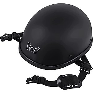 Cool Skull Cap Half Shell Helmet for Men Women, Small and Light Motorcycle Half Helmet DOT Approved, German Style Helmet, Retro Beanie Vintage Open Face Helmet for Cruiser Chopper Moped-B||Large