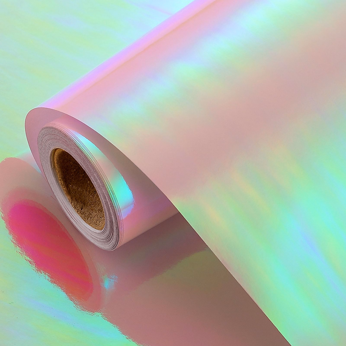 Retrify Pink Wrapping Paper Roll, 17 Inches x 32.8 Feet Holographic Iridescent Gift Wrap Paper for Wedding Bridal Shower Birthday