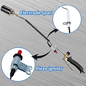 MENSI Propane Self Ignition High BTU Weed Torch Accessories Replacement Parts Piezo Push Button Igniter with Fixing Clamps And Spark Ceramic