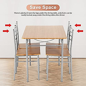 Dining Table Set Kitchen Table and Chairs for 4 Kitchen Table Dining Room Table Set Home Furniture Rectangular Modern Chairs with Metal Legs/Wood Table Top for Breakfast Nook Kitchen Dining Room