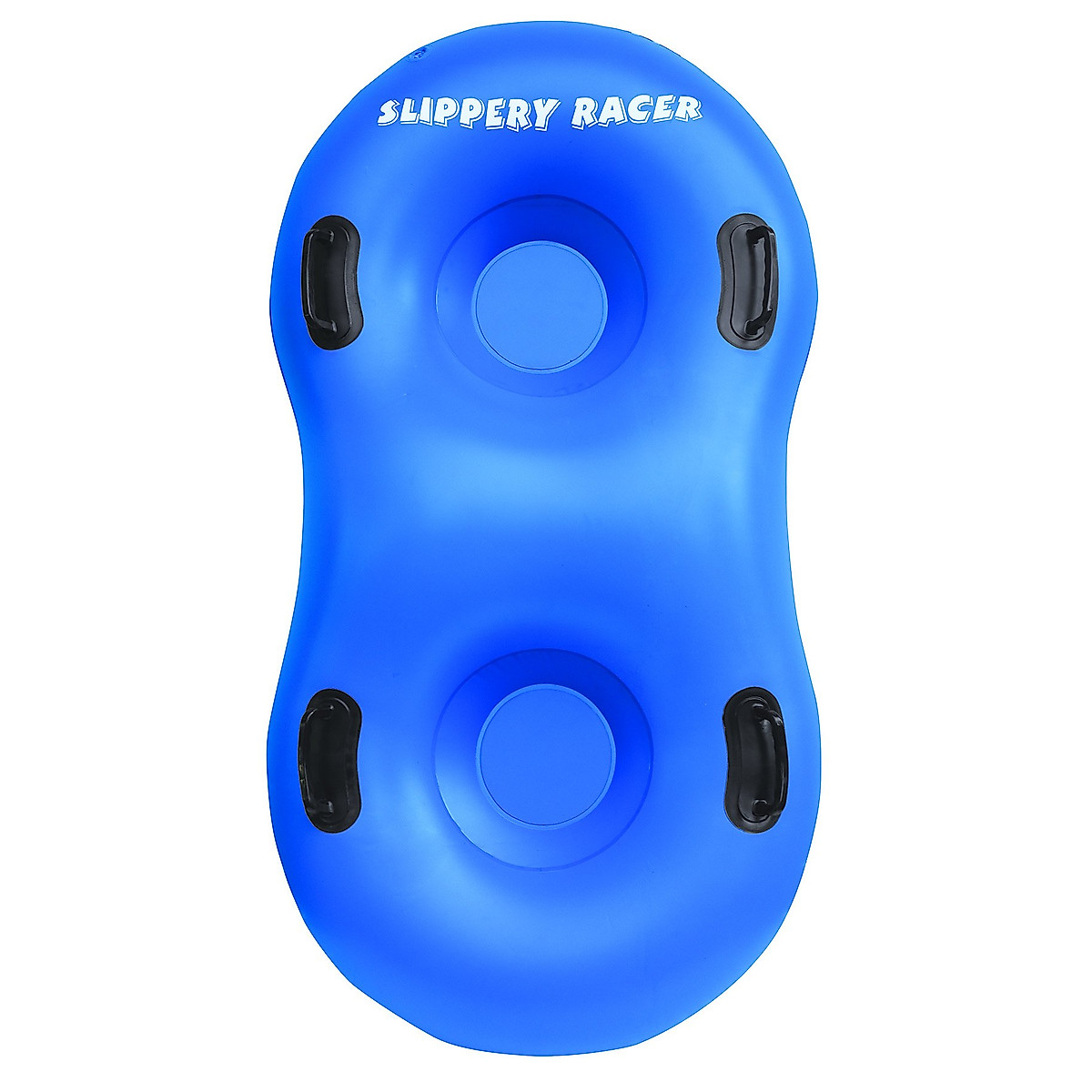 Slippery Racer 60 Inch AirDual Adults and Kids Inflatable Sledding Snow Tube Sled Rider with 4 Reinforced Handles for 2 Riders, Blue