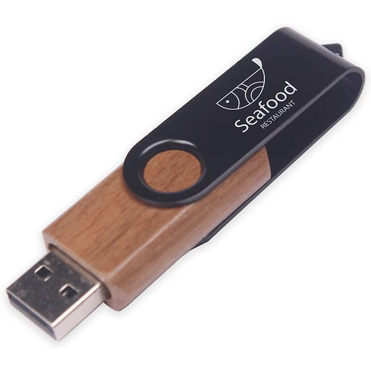 Wholesale Custom 8GB Wood Swivel USB Flash Drive 10 Pack, Personalized Custom Logo 8GB USB Memory Stick Thumb Drives with Free Laser Engraving for Wedding/Birthday/Anniversary - Walnut