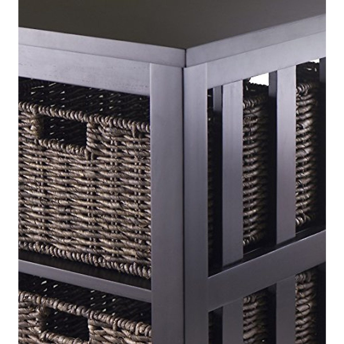 Winsome Morris 25.04" x 20.08" x 16.54" Wood Side Table With 2 Foldable Baskets, Espresso