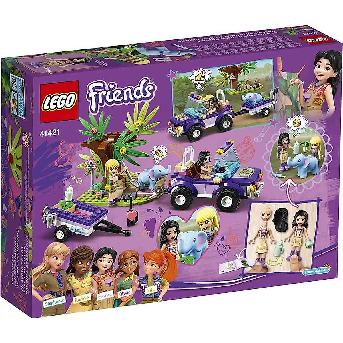 LEGO Friends Baby Elephant Jungle Rescue 41421 Adventure Building Kit; Animal Rescue Playset That Comes with a Toy Truck and Trailer, Plus Friends Emma and Stephanie (203 Pieces)