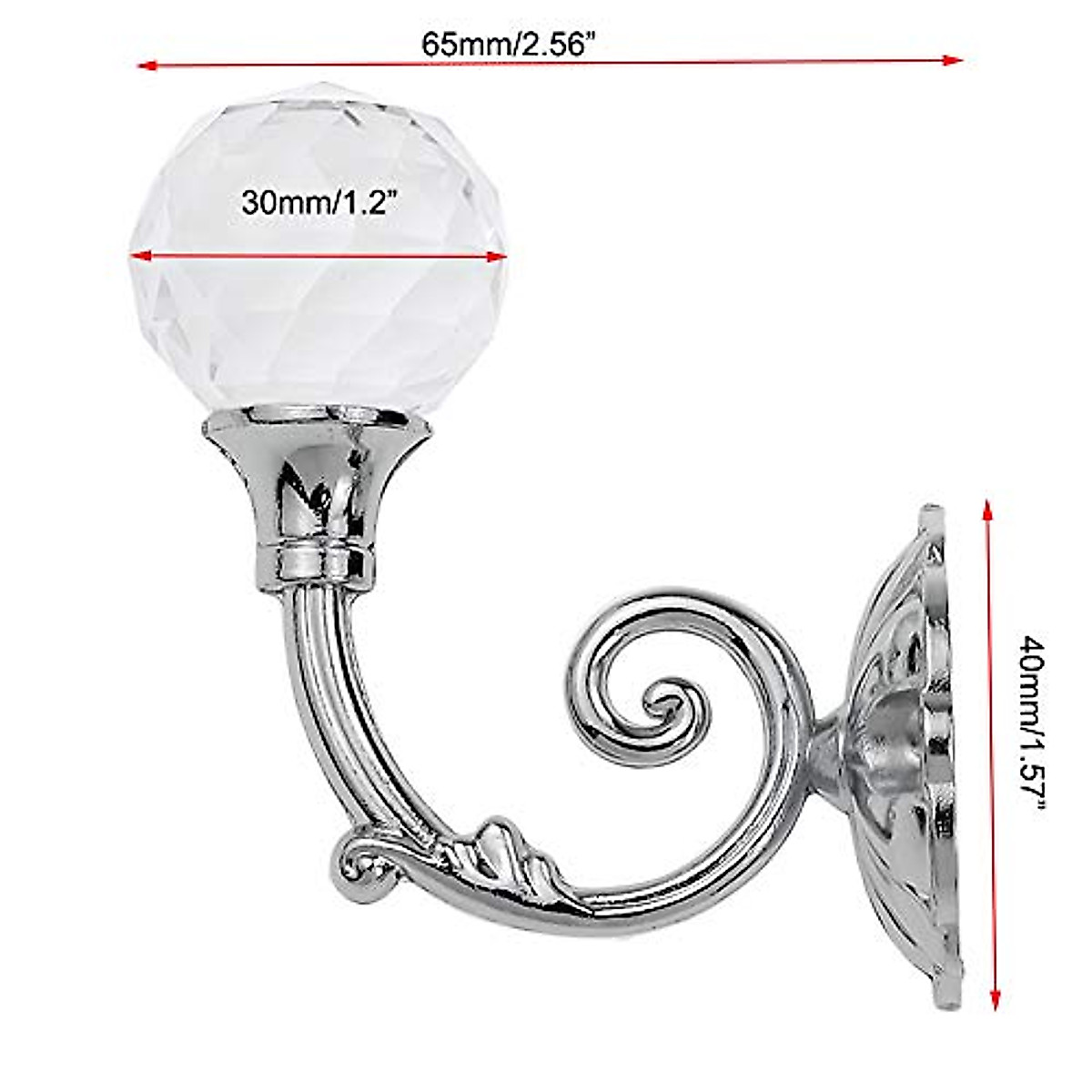 Dahszhi Drape Hooks Crystal Curtain Tiebacks Hooks Multi Use Wall Coat Hook - 2pcs