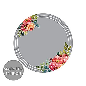 Canopy Street Vibrant Floral Round Magnetic Locker Mirror / 5" Diameter Stylish Locker Décor/Shatterproof Durable Teen Girl School Locker Accessory/Made in The USA