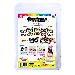 VHALE 24 Sets Rainbow Scratch Paper Art Superhero Masks, Dress Up Halloween Costumes, Creative Classroom Arts and Crafts, Fun Drawings, Travel Toys, Party Favors for Kids