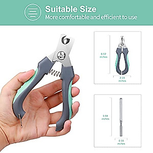 Bretheil Dog Nail Clippers Trimmer Set, Quick Safety Guard to Avoid Over-Cutting, Stainless Steel Razor Sharp Blades, Sturdy Non-Slip Handles, Storage Case and Nail File, Professional Pet Grooming