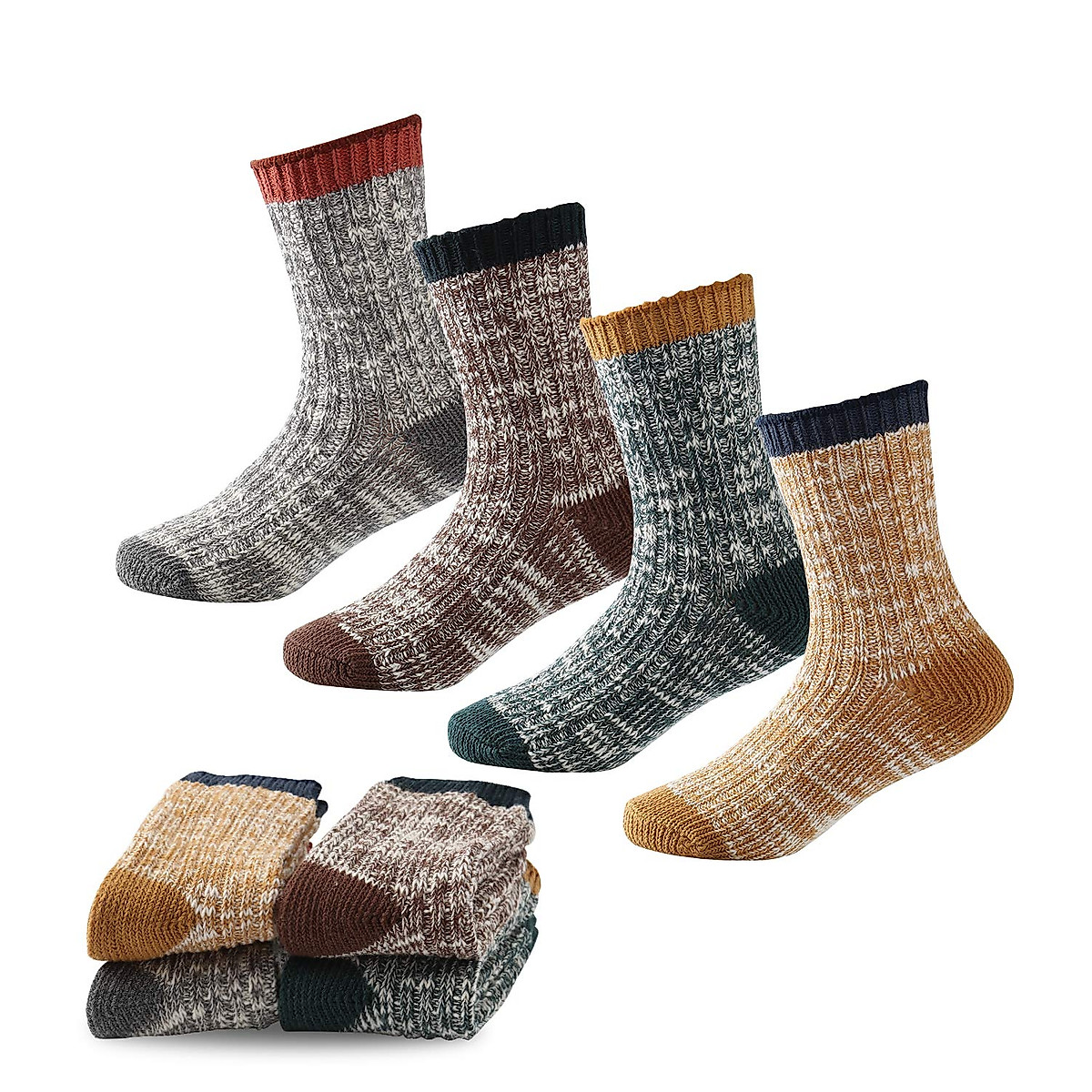 DICCO Baby Boys Girls Socks Thick Warm Thermal For Kid Child Toddlers Knit Cotton Winter Crew Socks Gifts 4 Pairs, 1-3T