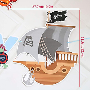 Pirate Birthday Banner Pirate Party Decorations for Kids Pirate Theme Party Supplies Birthday Party Baby Shower Pirate Happy Birthday Banner for Boys Children 1st 2nd 3rd 4th Birthday Supplies