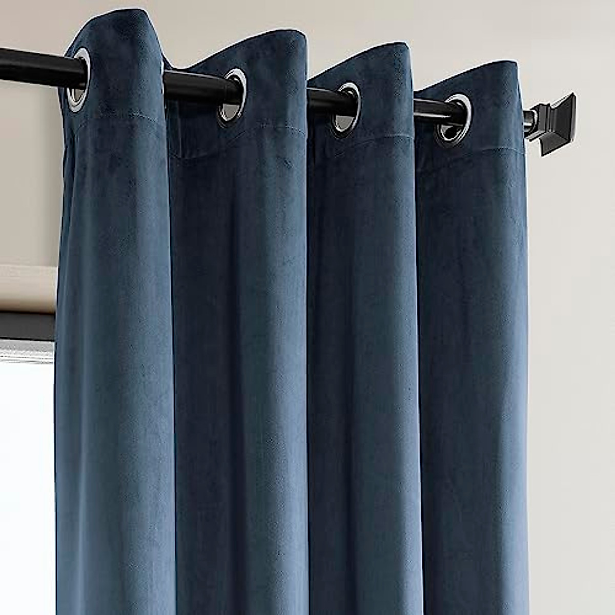 HPD Half Price Drapes Heritage Plush Velvet Grommet Curtains for Bedroom & Living Room 50 X 96, VPYC-161258-96-GR (1 Panel) London Blue