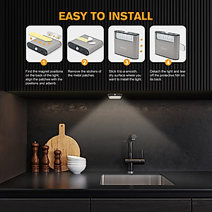 MtSofy Motion Sensor Light Indoor - Under Cabinet Lights Wireless | USB Rechargeable 1800ma Closet Light - LED Night Light for Kitchen, Wardrobe, Stairway, Hallway, Garage - 1 Pack, Dark Gray