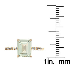 10k Yellow Gold Emerald-Cut Green Amethyst and White Topaz Ring