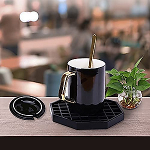 Happy Reunion Drip Trays 4" Coffee Countertop Octagon Drip Tray Black Plastic Coffee Drip Tray With Honeycomb Grid, Pack of 2 (2 Pcs 4")