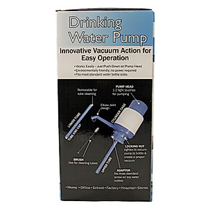 Dependable Industries Drinking Water Pump Manual Vacuum Action Dispenser for Drinking Water Bottles Fits Most Standard 3-5 Gallon Water Bottles