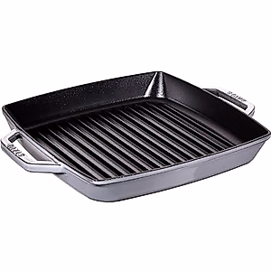 staub 40511-684 Pure Grill Square, Gray, 11.0 inches (28 cm) Grill Pan, Both Hands, Casting, Enamel, Induction Compatible, Japanese Authentic Product
