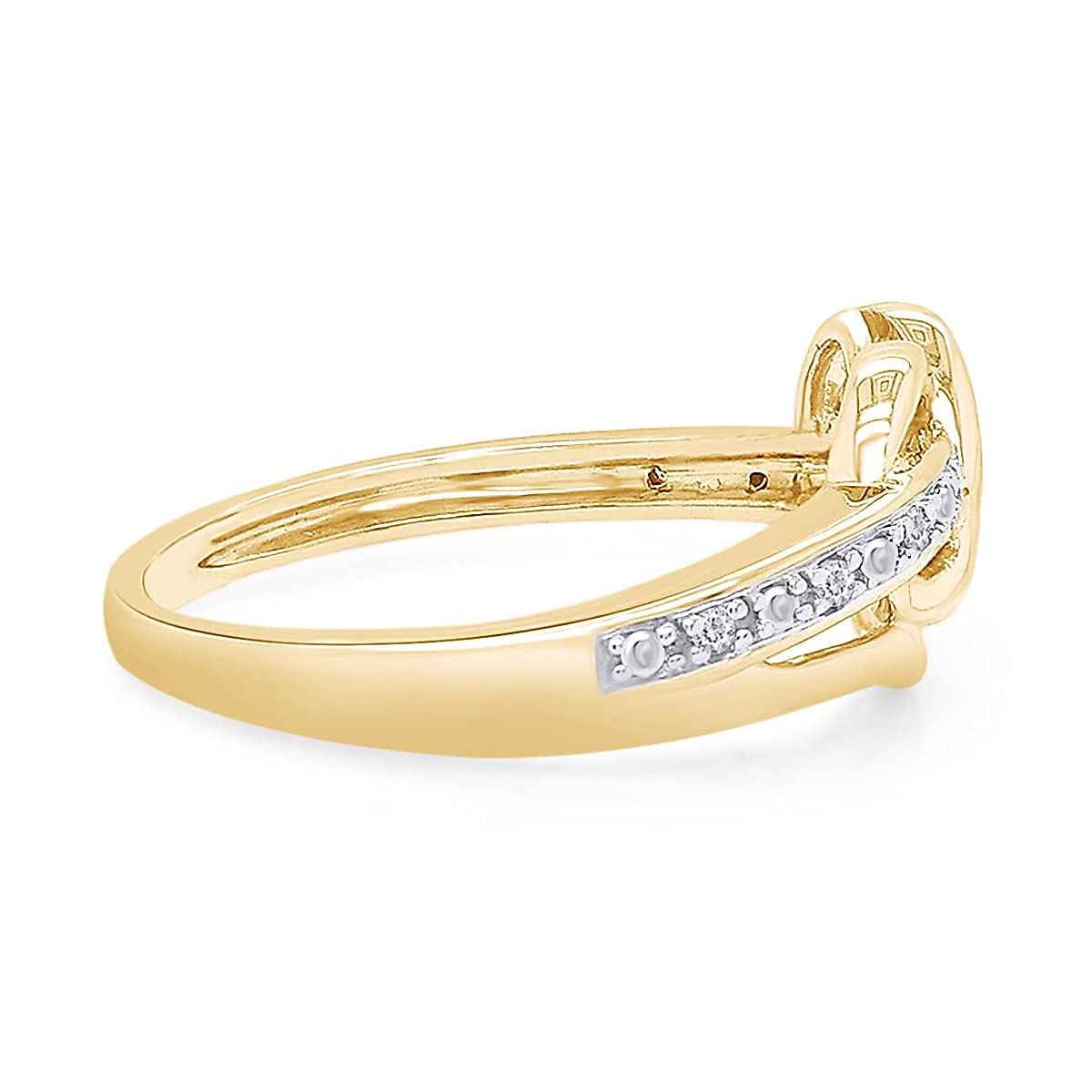 AFFY 1/20 cttw Round Cut Natural diamond 14k Yellow Gold Plated Sterling Silver Diamond Heart Infinity Ring, G-H Color, I1-I2 Clarity Ring Size-6