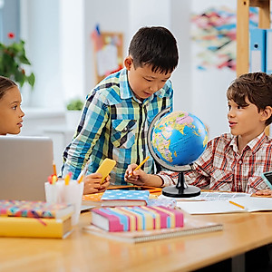 World Globe for Kids Learning - 7.5 inch World Interactive Globe for Children with Stand for Educational Geography, Spinning Earth Globe Map Decorative Kids Room Classroom, Desk, Office & Home