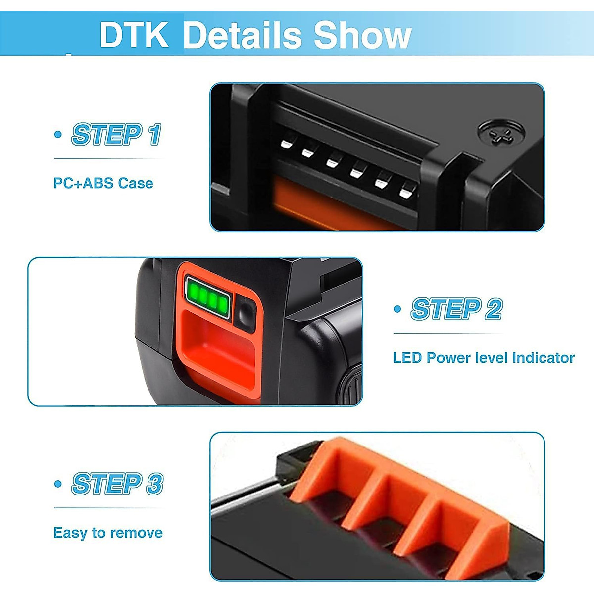 DTK 3.5Ah 40V MAX Battery Replacement for Black and Decker 40V Lithium Battery LBX2040 LBX36 LBXR36 LBXR2036 LST540 LST136W Replacement for Black&Decker 40V Lithium Battery