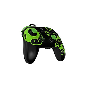 PDP REMATCH Enhanced Wired Power Nintendo Switch Pro Controller, Officially Licensed Switch Lite/OLED Compatible Gamepad, Customizable Programmable Buttons, Super Mario 1-UP Mushroom, Glow in the Dark