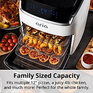 Aria 10 Qt. Touchscreen Air Fryer Oven with Premium Accessory Set and Recipe Book, White