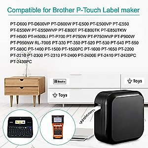 NineLeaf 4 Pack Extra Strength Label Tapes Compatible for Brother Laminated TZ-S251 TZe-S251 TZe-251 TZ-251 Black on White 24mm 1" x 8m 26.2ft for P-Touch PT-D600 PT-D610BT PT-P700 Label Maker