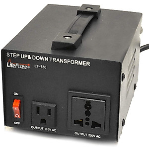 LiteFuze 750 Watt Voltage Converter Transformer Step Up/Down - 110v to 220v / 220v to 110v Power Converter - Fully Grounded Cord - Universal Socket, CE Certified [5-Years Warranty] (LT-750)