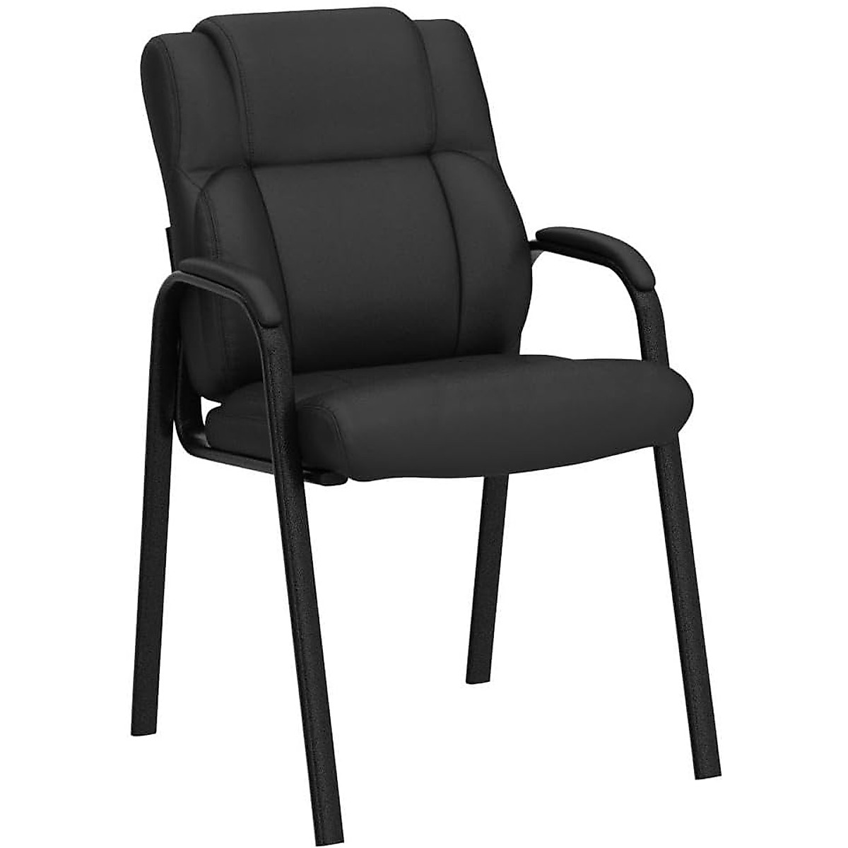 CLATINA Leather Guest Chair with Padded Arm Rest for Reception Meeting Conference and Waiting Room Side Office Home Black 2 Pack