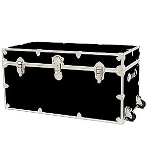 Rhino Trunk & Case XXL Armor Trunk with Removable Wheels, College, Home & Office Storage 36"x18"x18" (Black)
