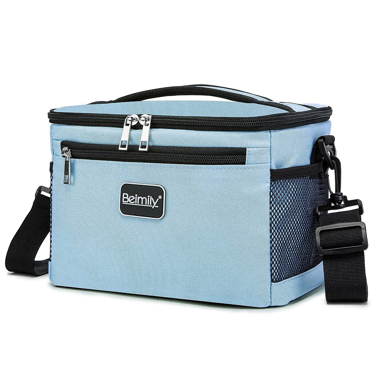 BEIMILY Insulated Lunch Bag 2 Pack Box for Women/Men,Small Soft Sided Cooler Hand bags,Leakproof Reusable Lunchbox,lunch box work with Adjustable Shoulder Strap (blue+Sky blue),2305AC