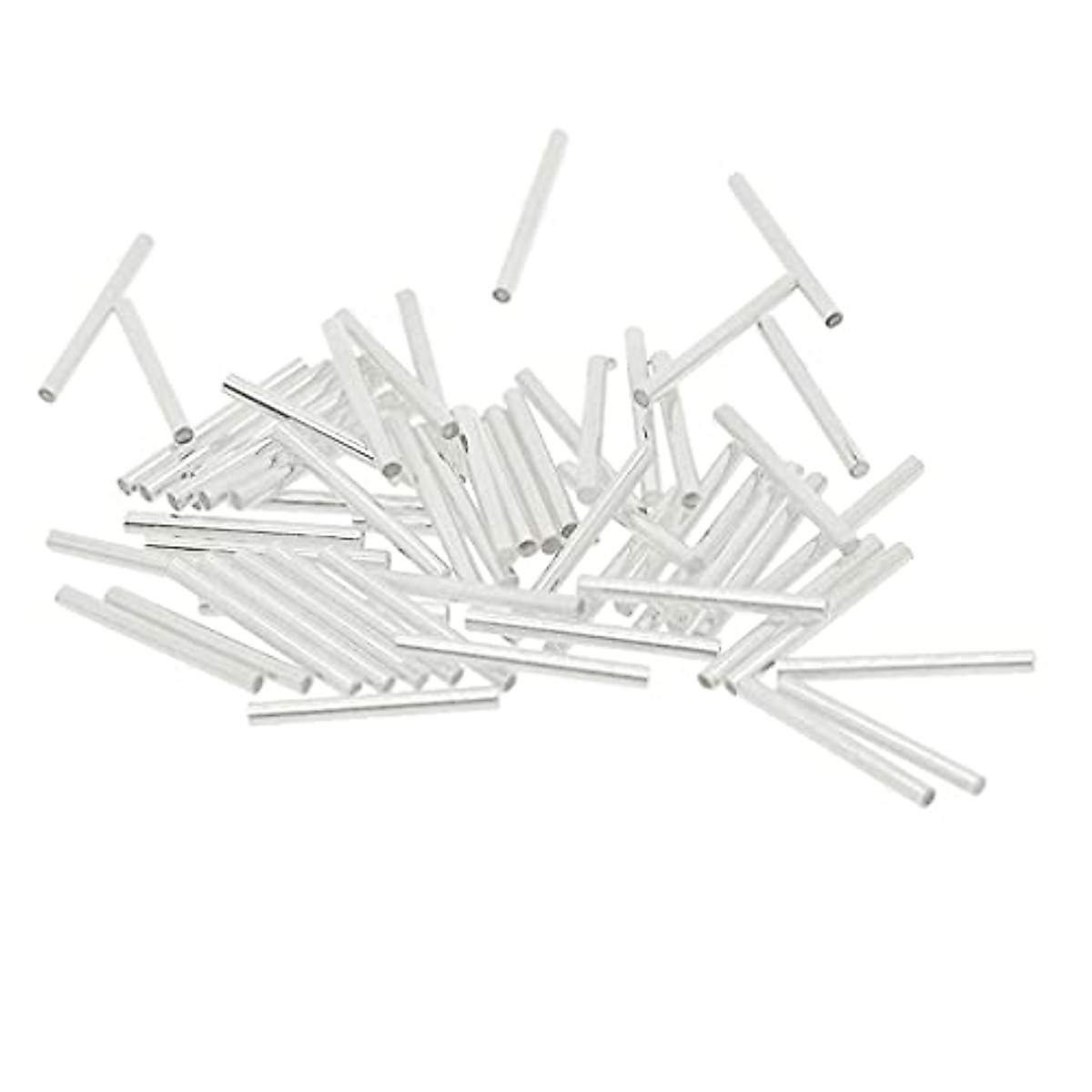 Baosity 50x 20x2mm Smooth Long Straight Tube Noodle Bead Jewelry Making - Silver White