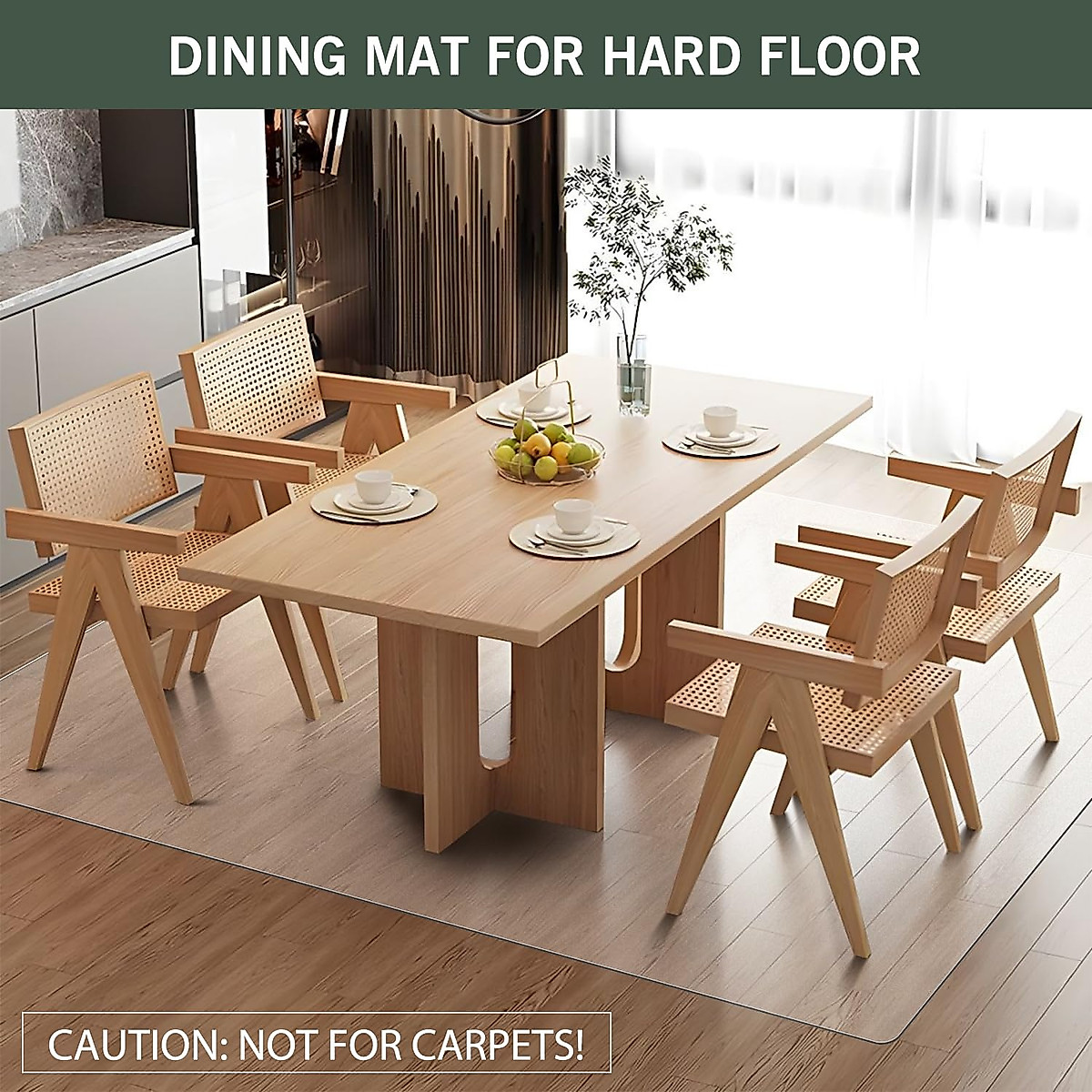 tixpol Area Rug for Living Room, 6'x9' Clear Area Rug for Dining Room, Protector Floor Mat for Home Office Laundry Dining Area, Non-Slip Waterproof Vinyl Area Rug for Kids Pet (Clear)