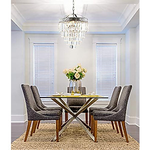 JONATHAN Y JYL9006A Wyatt 12" 2-Light Crystal LED Chandelier Contemporary,Classic,Traditional Dimmable, Adjustable, for Foyer, Closet, Dining Room,, PolishedNickel/Clear