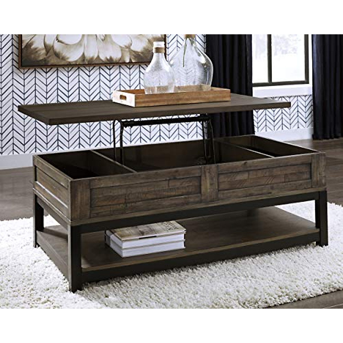 Signature Design by Ashley Johurst Rect Lift Top Cocktail Table, Brown