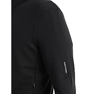 Icebreaker Merino Quantum III Men’s Full Zip Up Sweater, 100% Merino Wool, Comfy, Slim-Fit Zip Up Jacket for Men with Zippered Pockets, Thumb Loops - Premium Outdoor Sweat Shirt, Black, Medium